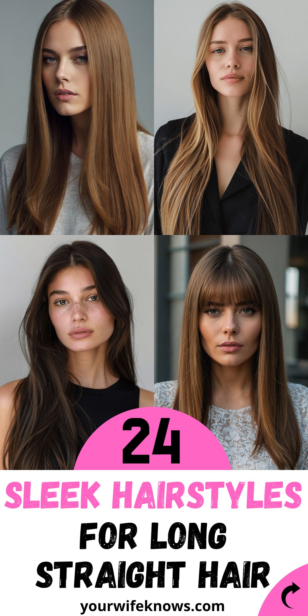 24 Sleek Hairstyles for Long, Straight Hair: Ideas for 2024