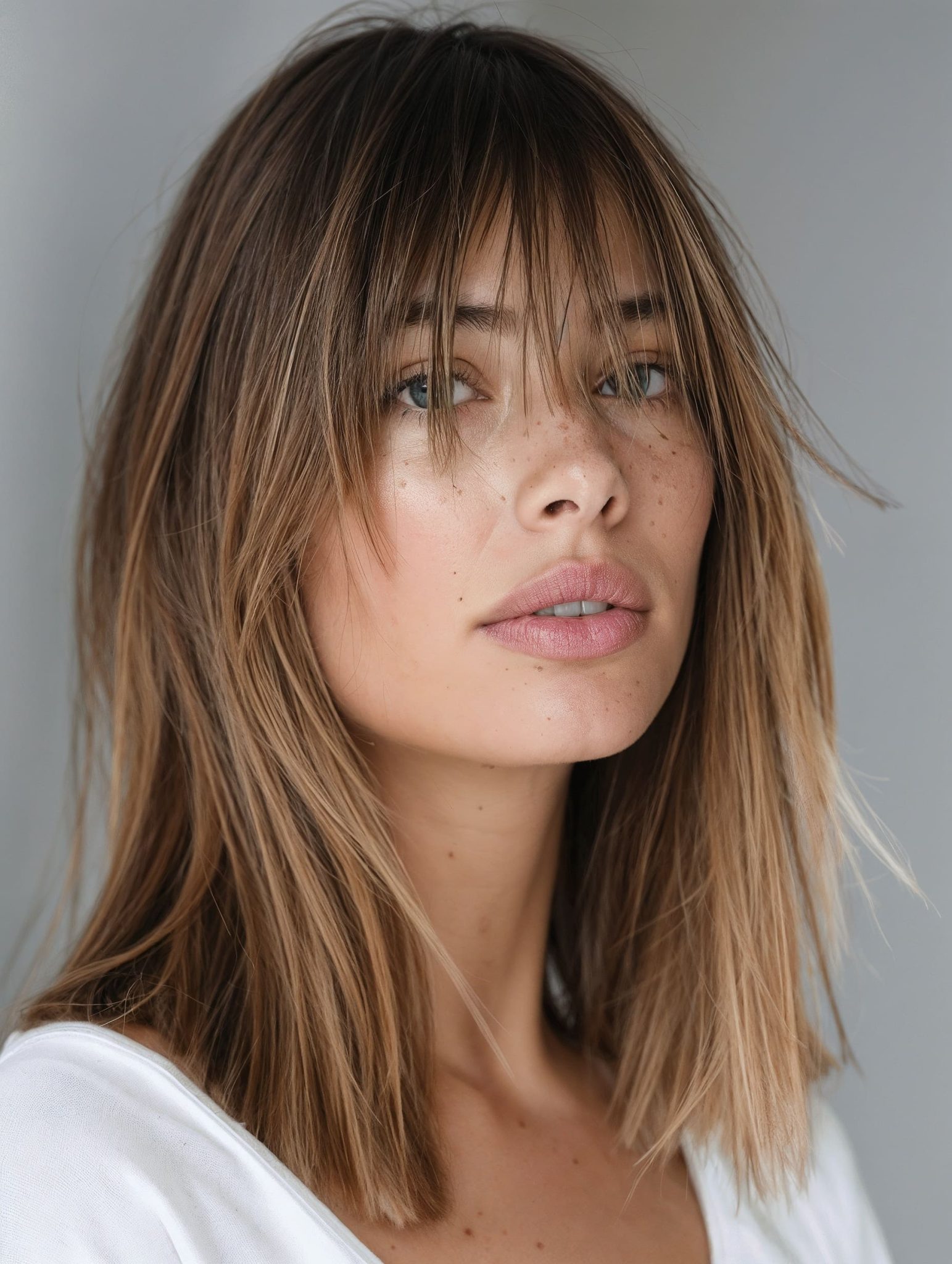 32 Medium-Length Haircuts with Bangs for Every Face Shape